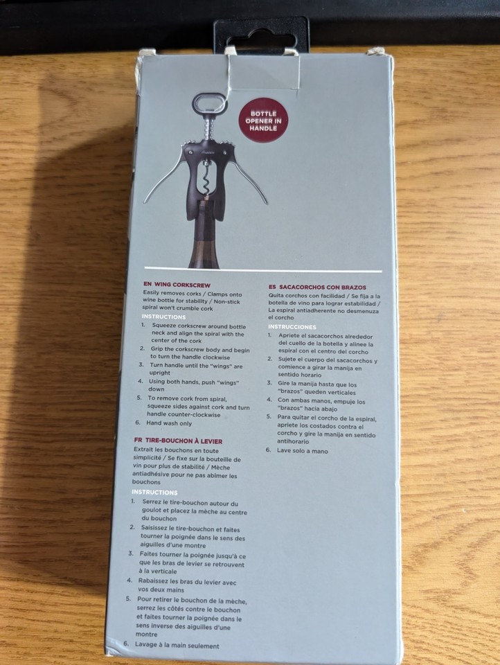 Rabbit Wing Corkscrew Opener New In Box Winged Black | eBay