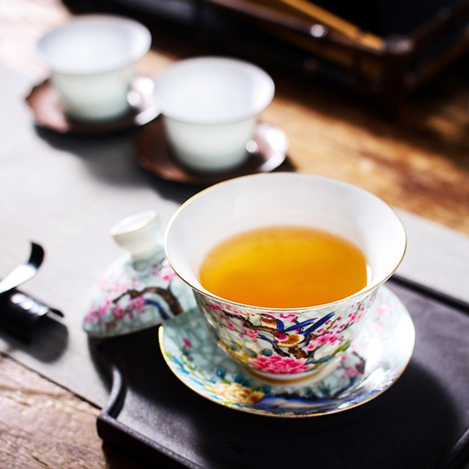 1 Set Tea Cup Ceramic Teapot Flower Bird Design Teapot Retro Tea Set ...