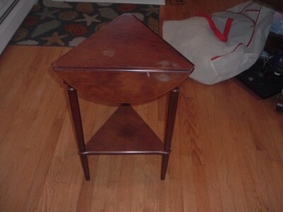 Bombay Company Round Triangle Drop Leaf 3-Sided End Side Table Wood | eBay