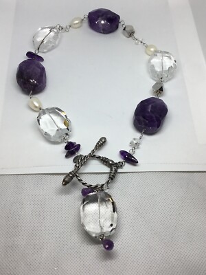 Deb Guyot Designs Amethyst Quartz Pear Sterling Silver Nugget 21” Long ...