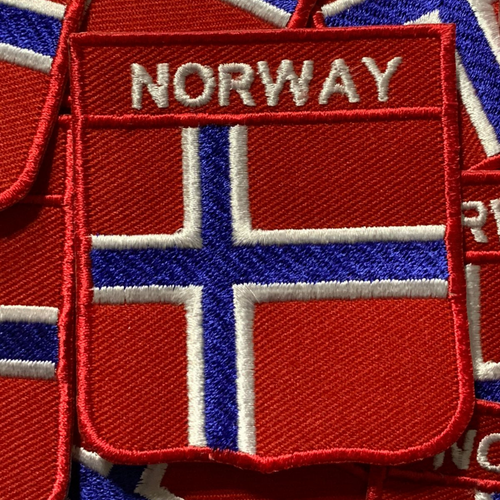 Norway Shield Country Flag name badge Iron on sew on Embroidered Patch ...