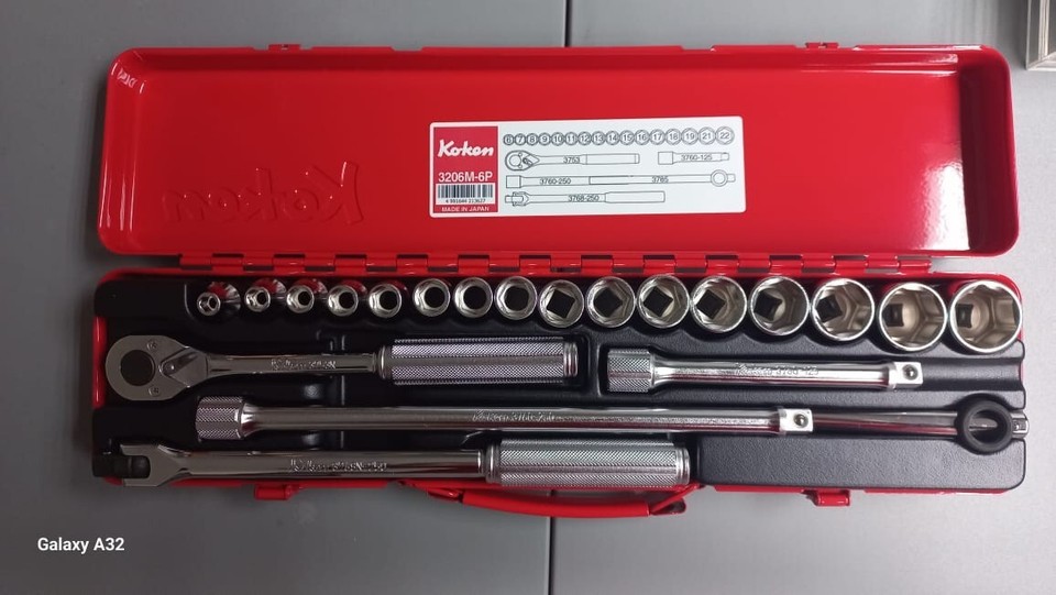 KOKEN Japan - Socket Set 3206M-6P 3/8 S.D. - Metric 21 pcs - 6 to 22mm ...