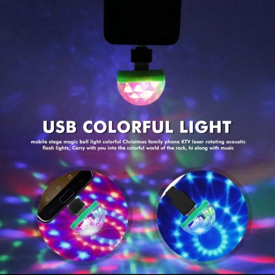 USB Mini LED RGB Disco Stage Light Party Club DJ KTV Xmas Magic Phone ...