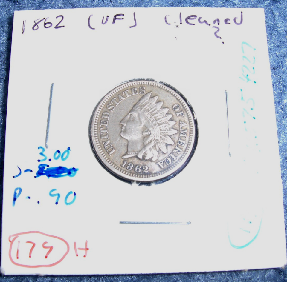 RARE LOW-MINTAGE 1862 INDIAN HEAD CENT-NICE 1c CIVIL WAR ERA COPPER ...