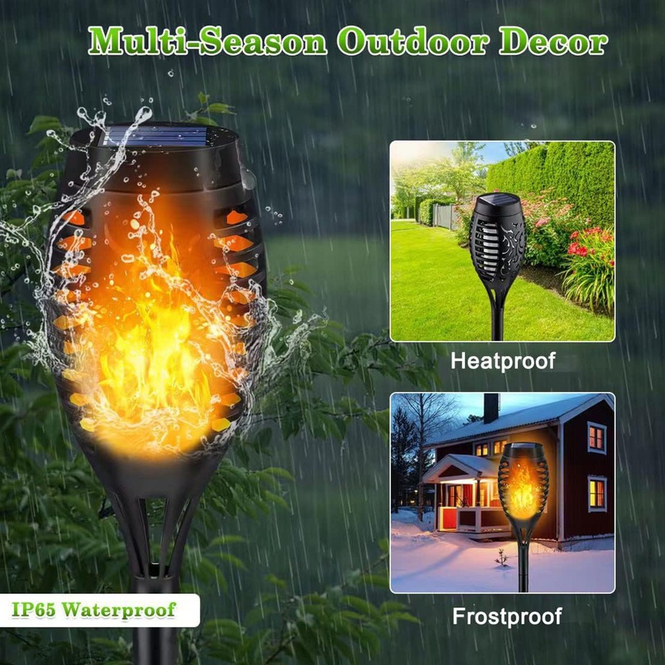 12X Large 12LED Solar Power Torch Light Flickering Flame Garden ...