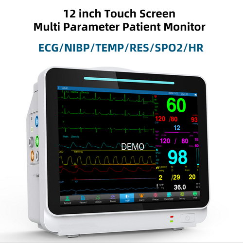 12 inch Touch Screen Multi Parameter Patient Monitor ECG/NIBP/TEMP/RES ...