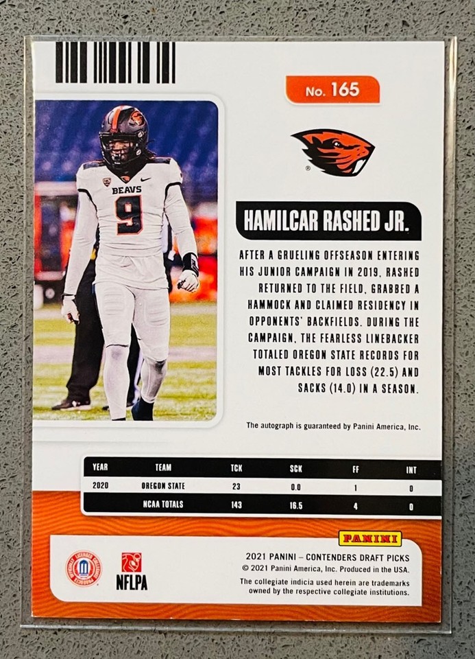 2021 Contenders Draft Picks #165 Hamilcar Rashed Jr. College Ticket /99 ...
