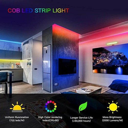 768COB RGB Led Strip Light Bluetooth-Compatible 5m App Control 24key DC ...