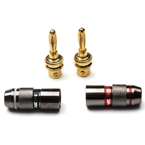 12x Monster 4mm Banana Plugs 24K Gold Plated Speaker Male Wire ...