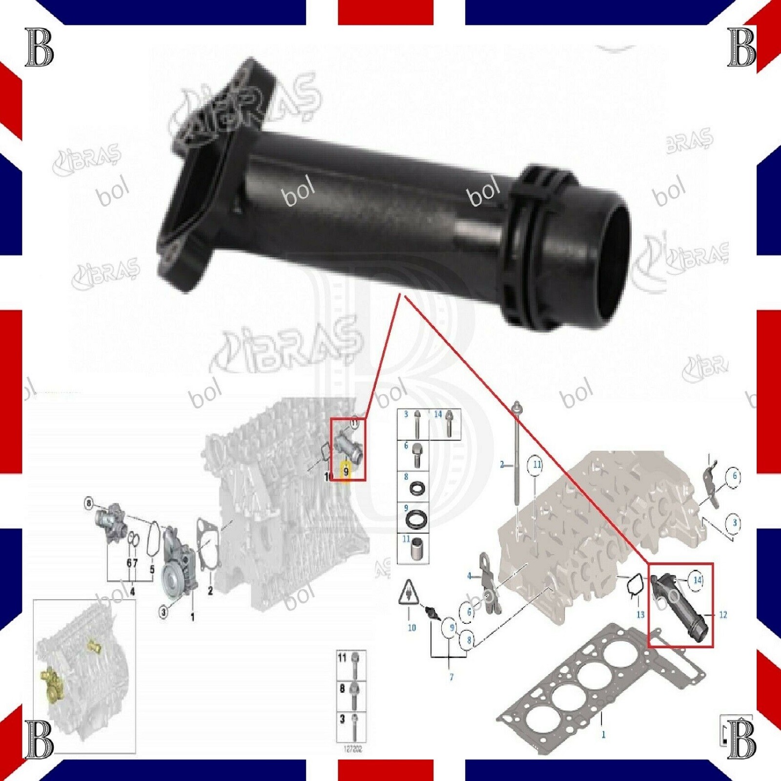 BMW 1 / 2 / 3 / 4 / 5 / 6 / 7 / X1 X3 X4 X5 X6 COOLANT FLANGE PIPE ...