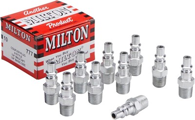 Milton 777 1/4" MNPT A Style Plug Silver 10Ct 300lb/Sq.Inch Max Inlet ...