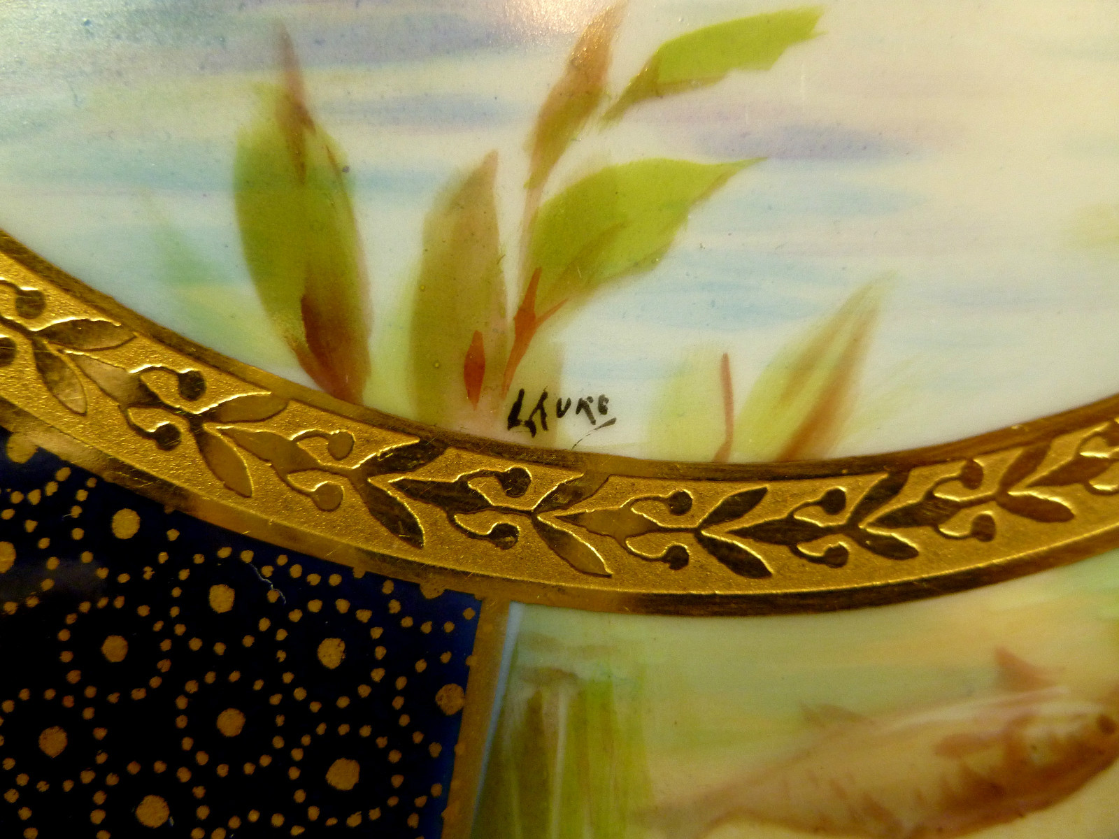 EXTREMELY RARE & EXQUISITE SALVIATI & CO. HAND PAINTED COBALT & GILT ...