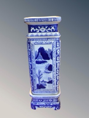 Large Chinese Blue and White Square Shape Vase on stand 43 cm Tall ...