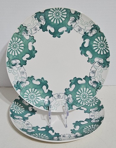 Threshold Keira Dinner Plates 10.5” - Set Of 2 - Green White Stoneware ...