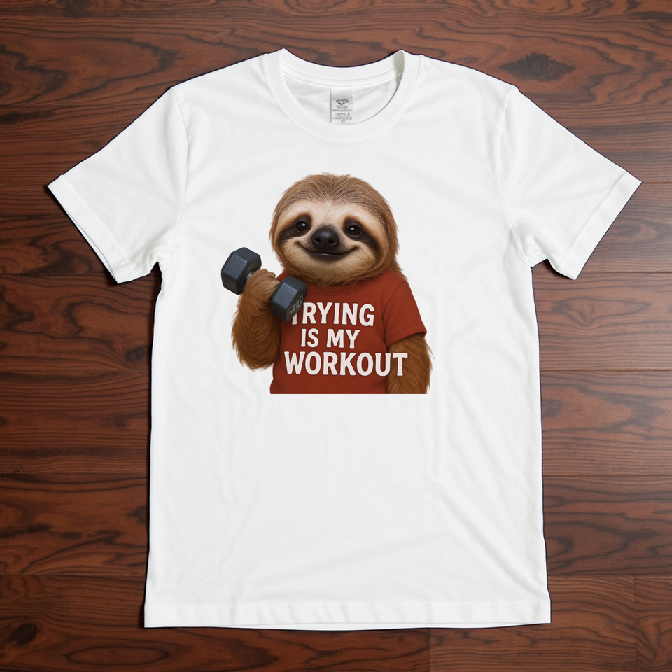 Funny Sloth T-Shirt "Crying Is My Workout" Gym Humor Graphic Tee | eBay