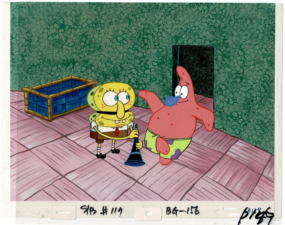 Spongebob Patrick Animation Cel AND Background Nickelodeon 1999 ...