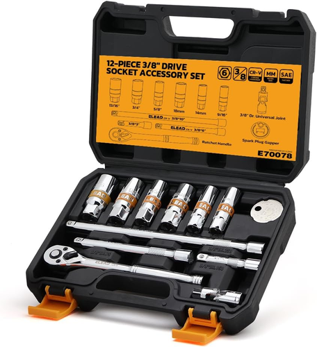 12-Piece 3/8" Drive Spark Plug Socket Set with Ratchet Handle ...