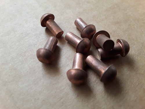 3/16 (4.7mm) x 3/8 (9.5mm) SOLID COPPER ROUND SNAP HEAD RIVET QTY 8 | eBay