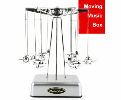 SANKYO MUSICBOX_AIRPLANE MUSIC BOX_ROTATING SILVER COLOR | eBay