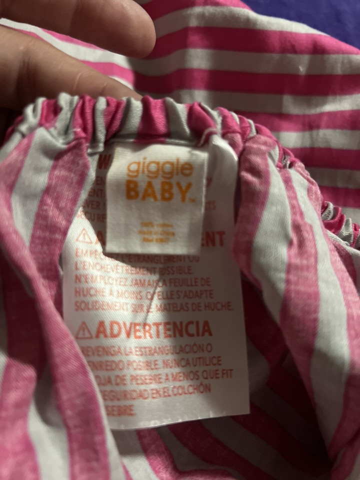 Giggle Baby Crib Sheet Fuchsia Pink Gray Stripe | eBay UK