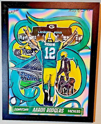 DOWNTOWN! Aaron Rodgers Packers Limited Edition /100 Sports Portrait ...