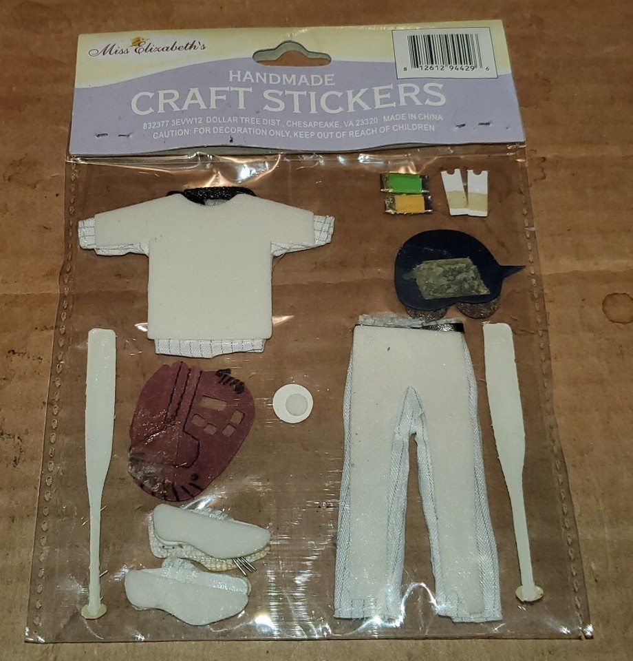 Miss Elizabeth’s Stickers Scrapbooking Sports Baseball outfit NIP Vtg ...