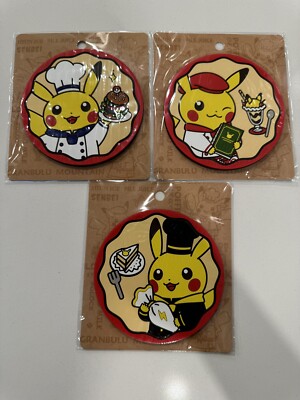 Pokemon Cafe Exclusive Chef Pikachu Rubber Coasters (Set of 3) from ...