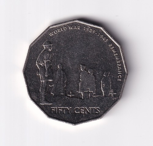AUSTRALIA: 2005 50 CENT WORLD WAR 1939 - 1945 REMEMBRANCE CIRCULATED ...
