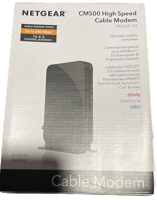 NETGEAR CM500 High Speed Cable Modem, DOCSIS 3.0 Xfinity, Cox, Spectrum ...