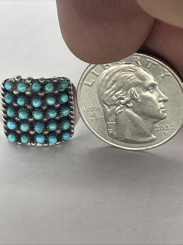 Vintage Solid Sterling Snake Eye Turquoise Ring Sz 8.5 Roland & Julie ...