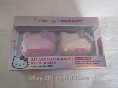 THE CREME SHOP HELLO KITTY 3D BATH BOMBS SPA FIZZ STRAWBERRY VANILLA ...