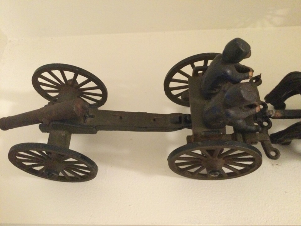 Vintage cast iron civil war caisson with horses, riders and cannon | eBay