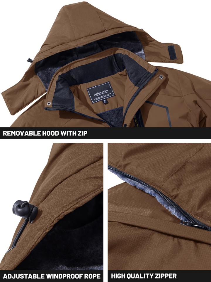 Men's Waterproof Ski Jacket Winter Warm Jackets Snow Thermal Fleece ...