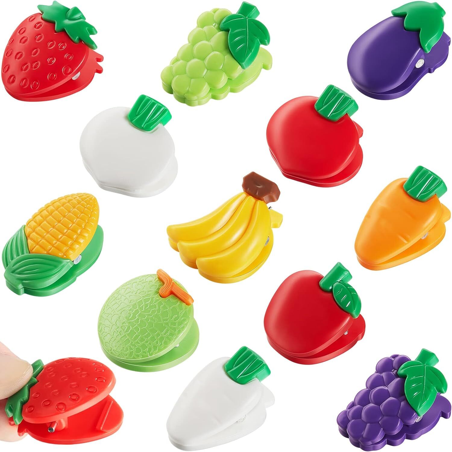 12 Pieces Fruit Kitchen Clips Plastic Bread Bag Clips Cute Chip Clips ...
