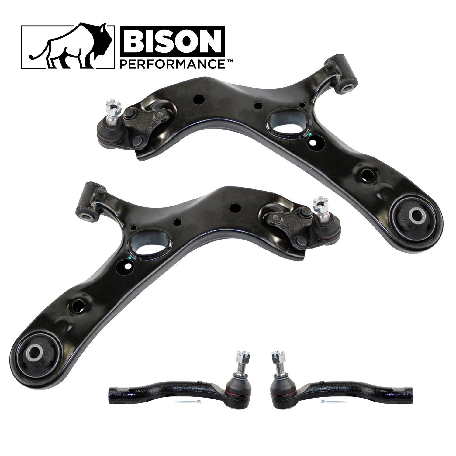 Bison Performance 4pc Front Lower Control Arm & Outer Tie Rod Kit For ...