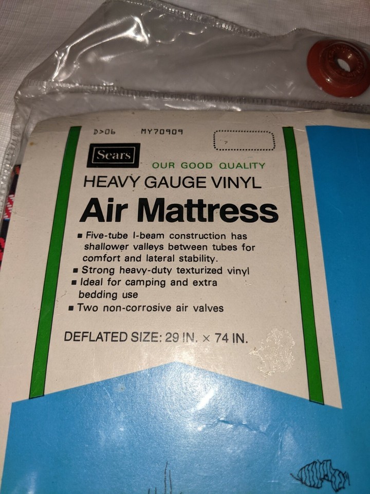 Vintage Sears Inflatable Camping Air Mattress Heavy Gauge Vinyl 29"x74 ...
