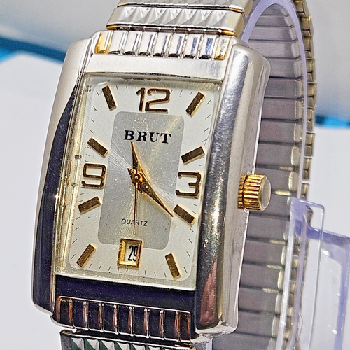 Brut Quartz LBX174 Rectangle Watch Japan Movement Stainless Steel Back ...