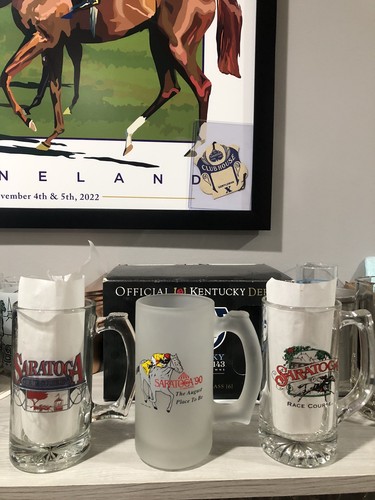 Horse Racing Glass Mugs (3) Saratoga Mugs | eBay
