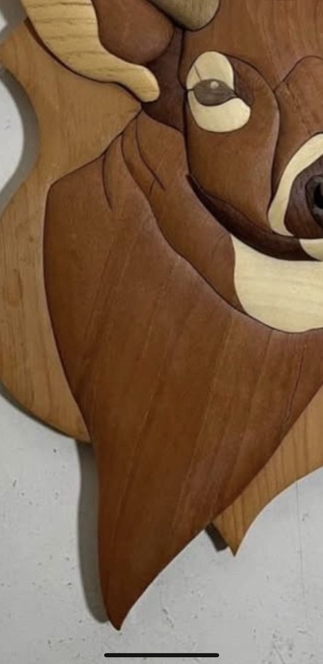 Intarsia Wooden Deer Head Plaque Decorative Wall Art Hanging | eBay