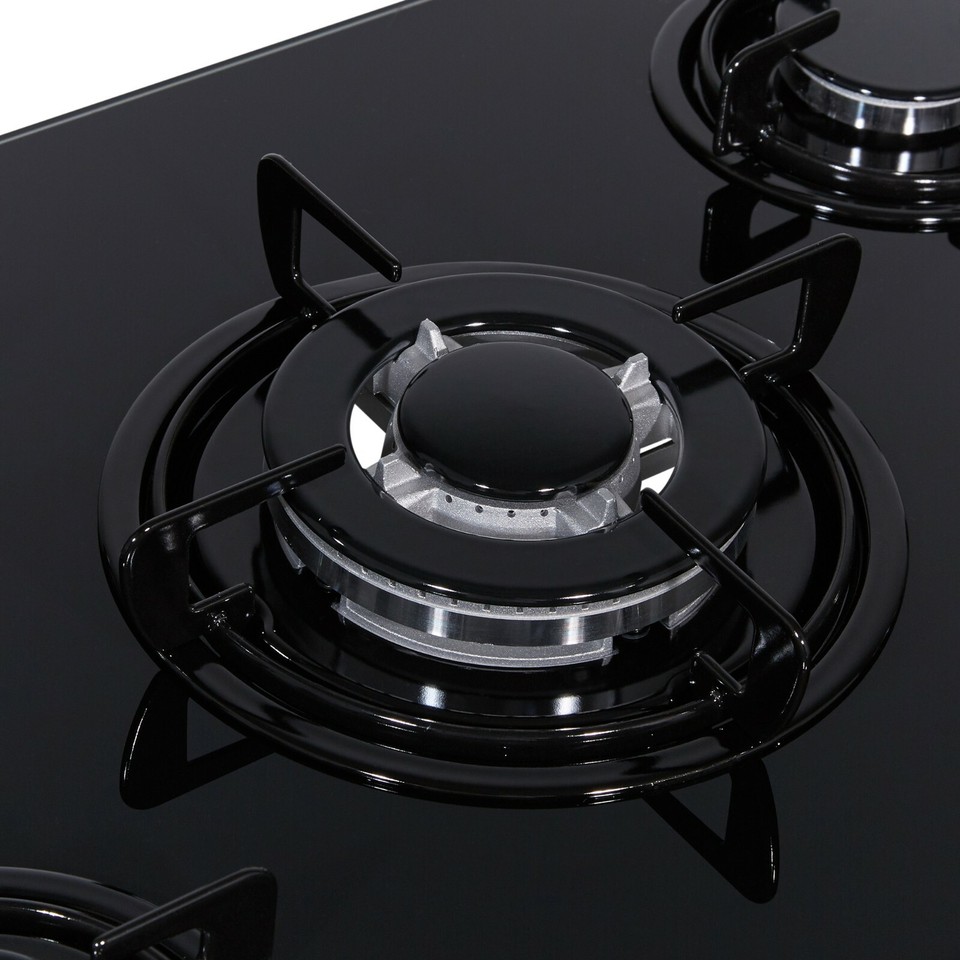 Cookology 70cm Gas on Glass Hob 5-Burner with Enamel Pan Stands - Black ...