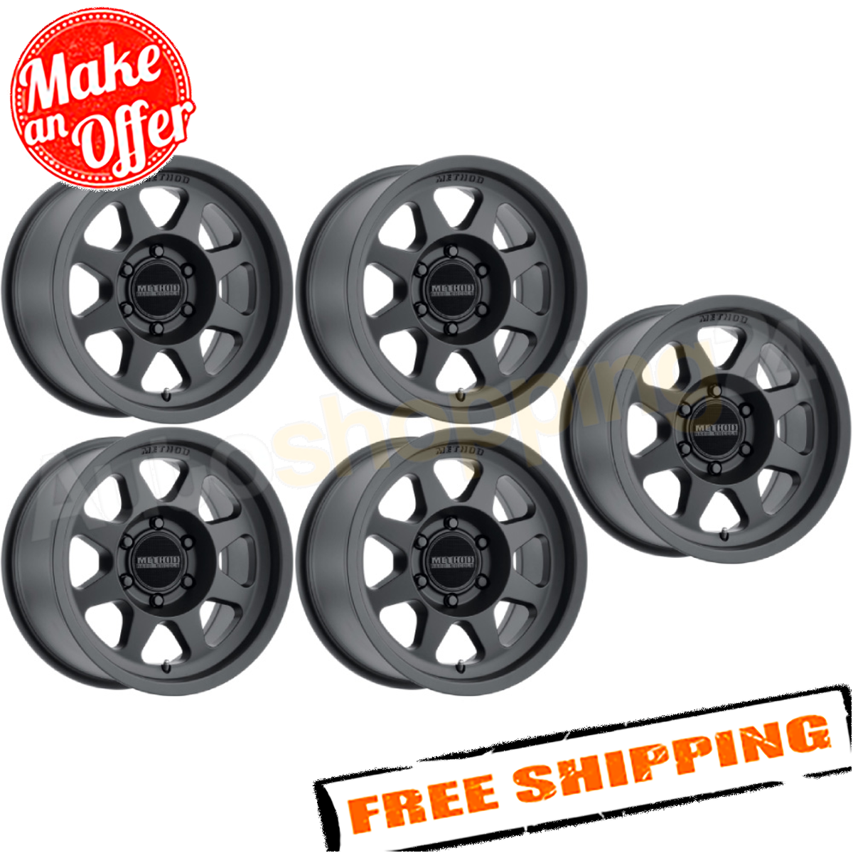 Method Race Wheels Set of 5 17x8.5 6x139.7 0mm 106.25mm MR701 Matte ...
