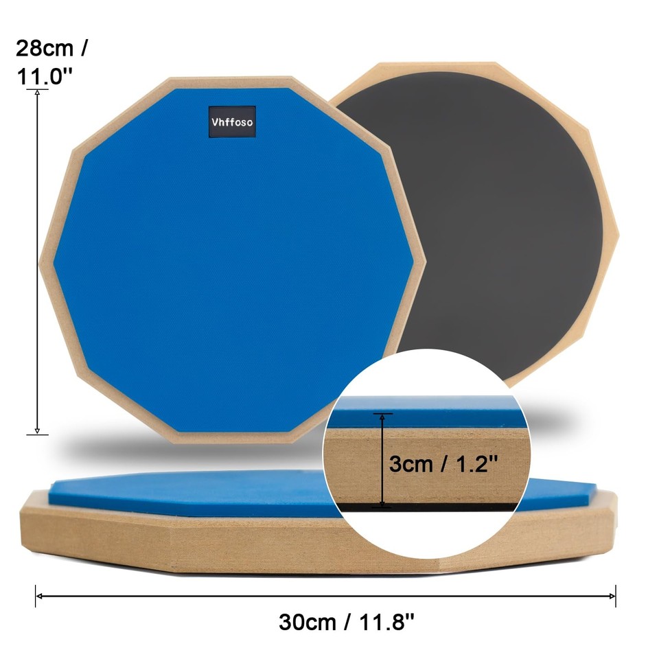 12 Inch Practice Drum Pad and Sticks, Beginner Snare Pad, Blue | eBay UK
