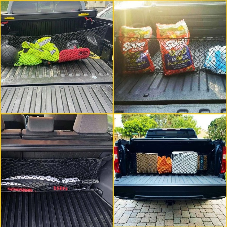 110*40cm Trunk Cargo Net Nylon Mesh for Ford F150 Silverado GMC Sierra ...