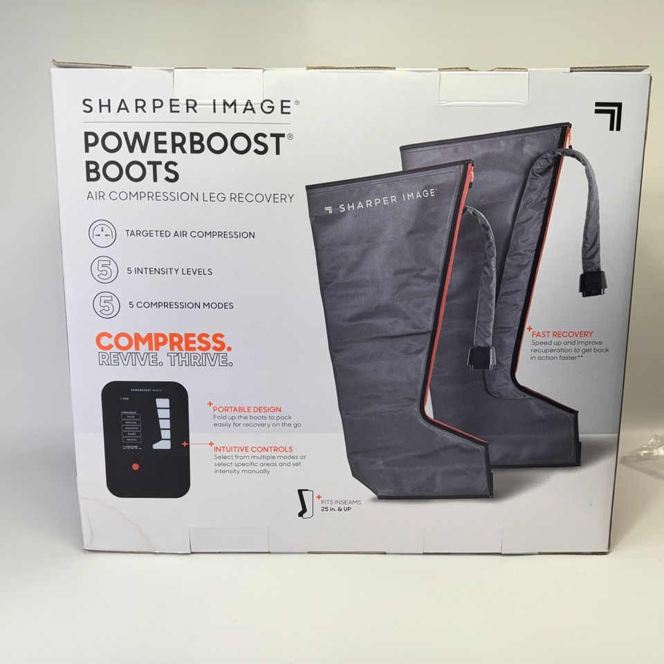 Sharper Image Powerboost Boots Air Compression Electric Leg Massager ...