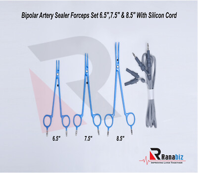 Hemostatic Reusable Bipolar Artery Sealer Clamps-[6.5"+7.5"+8.5" &3m ...