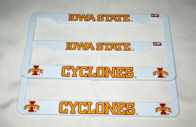 TWO (2) IOWA STATE CYCLONES EMBOSSED LICENSE PLATE FRAMES #04a - NEW | eBay