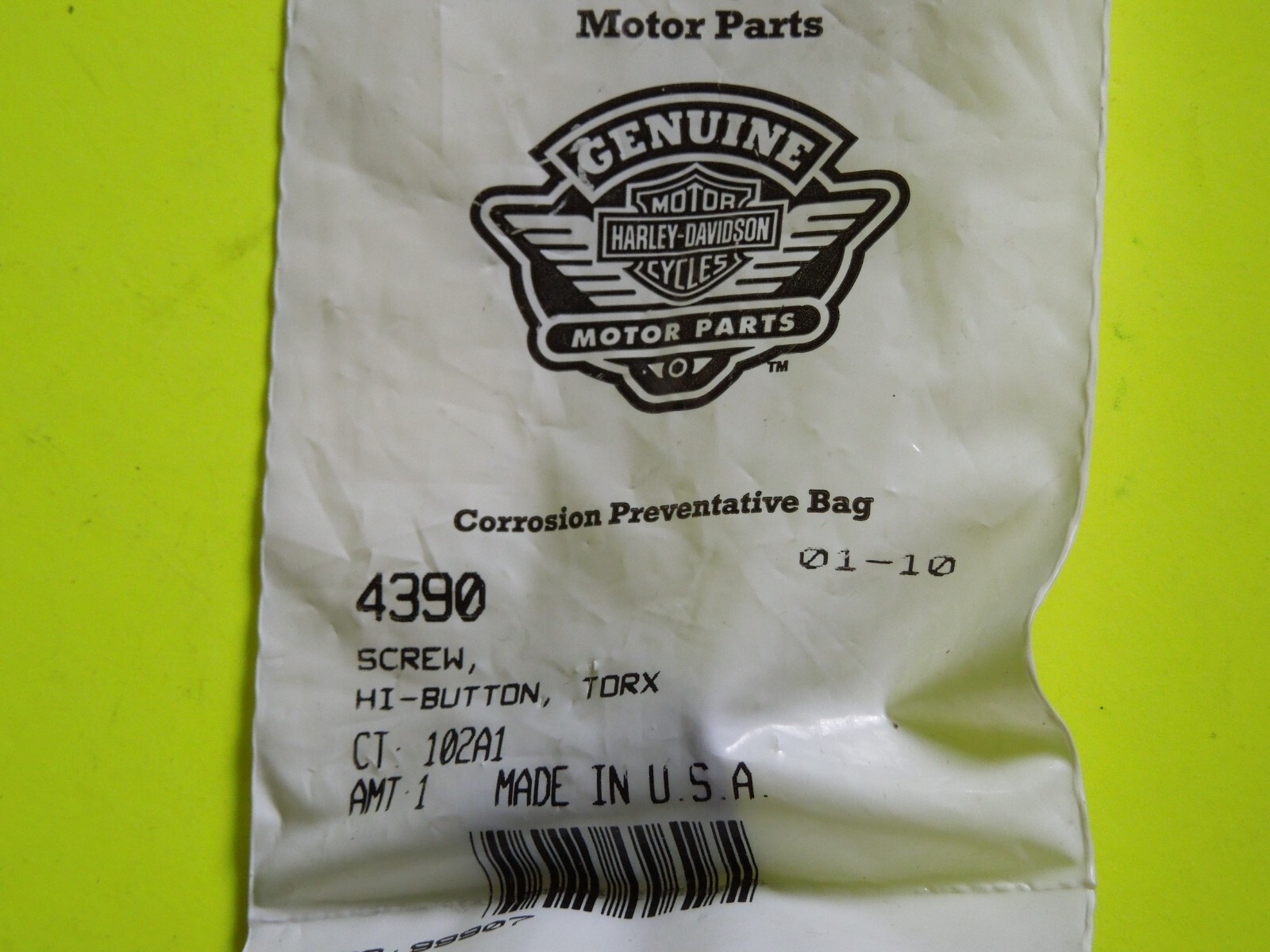 1 NOS OEM Harley Davidson 3/8"-16 x 7/8" Torx Hi-Button Head Screw P/N ...