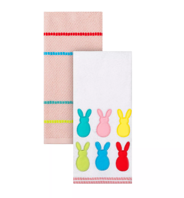 Easter Bunny Kitchen Towels Set of 2 Spring Home Decor 100% Cotton 26 ...