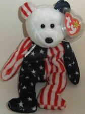 Spangle Ty Beanie Baby Pink Face Patriortic America Bear MWMT DOB July ...