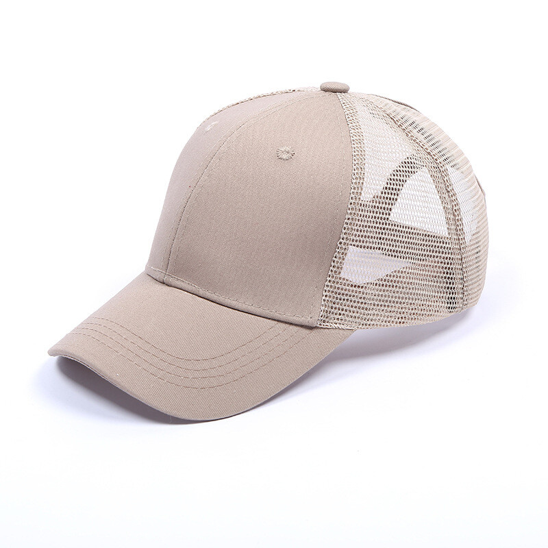 Horsetail baseball cap net cap cotton solid color flat flat cap back ...